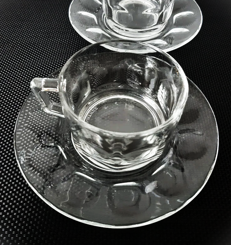 Arcoroc Clear Thumbprint Demitasse Cups and Saucers, Set of 4 ...